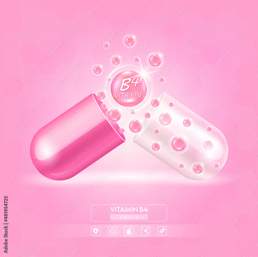 Vitamin B4 pink serum capsule. Vitamin complex with Chemical formula ...