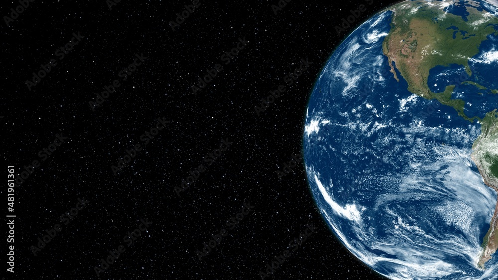 Planet earth globe view from spaceflight with realistic earth surface ...