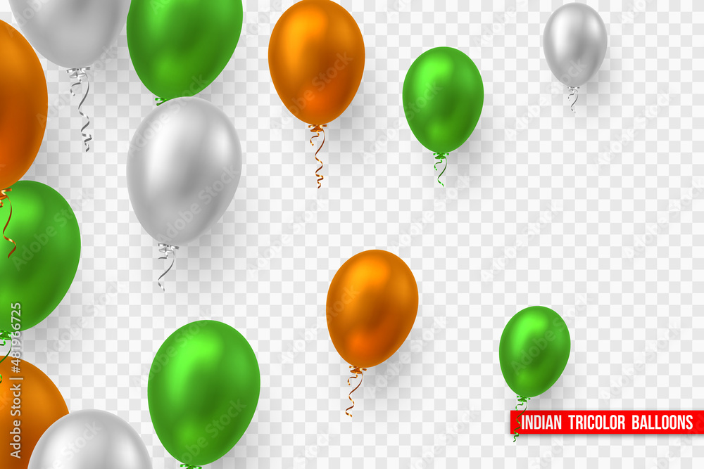 Balloons in traditional tricolor of Indian flag. Stock Vector | Adobe Stock