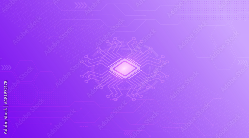 Circuit processor technology purple background illustration. Vector for ...