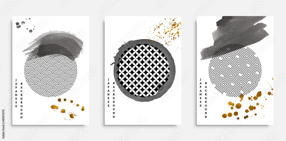 Japanese template vector. Background design with Japanese pattern ...