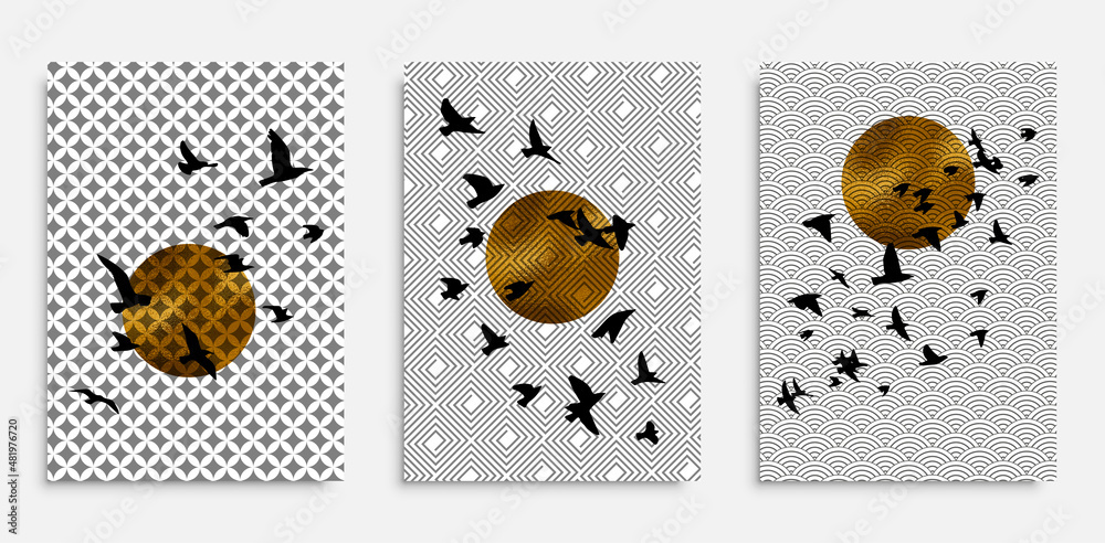 Japanese template vector. Background design with Japanese pattern and ...