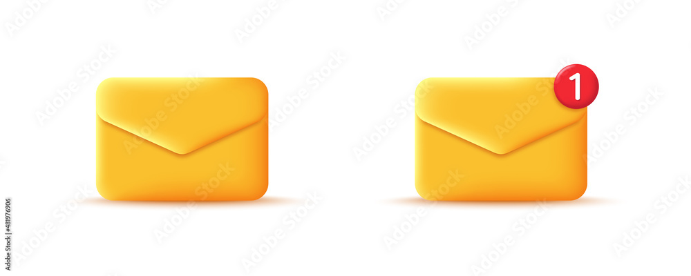 3d mail.icon. Email notification. 3d realistic vector Stock Vector ...