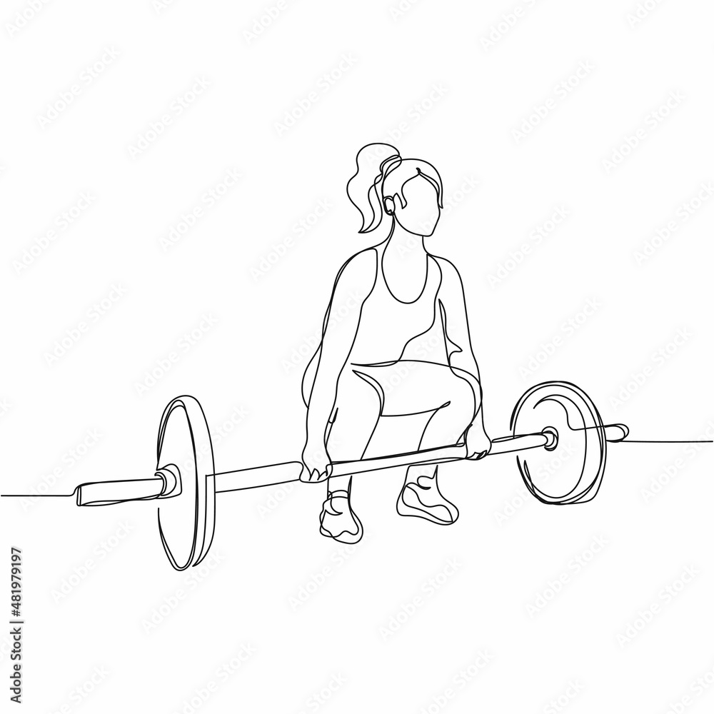 Continuous one simple single abstract line drawing of woman doing ...