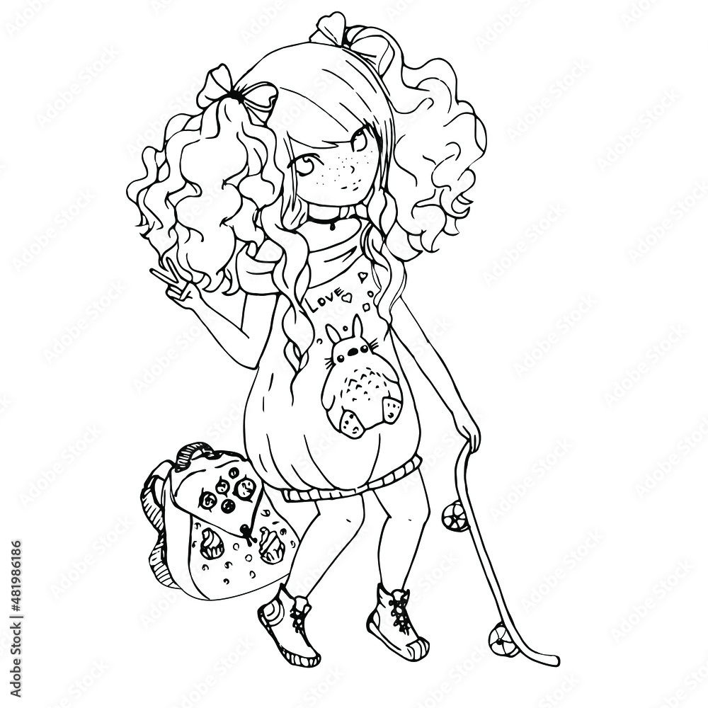 Anime Girl Vector Poster Graphic Vector Illustration Stock Vector 6121