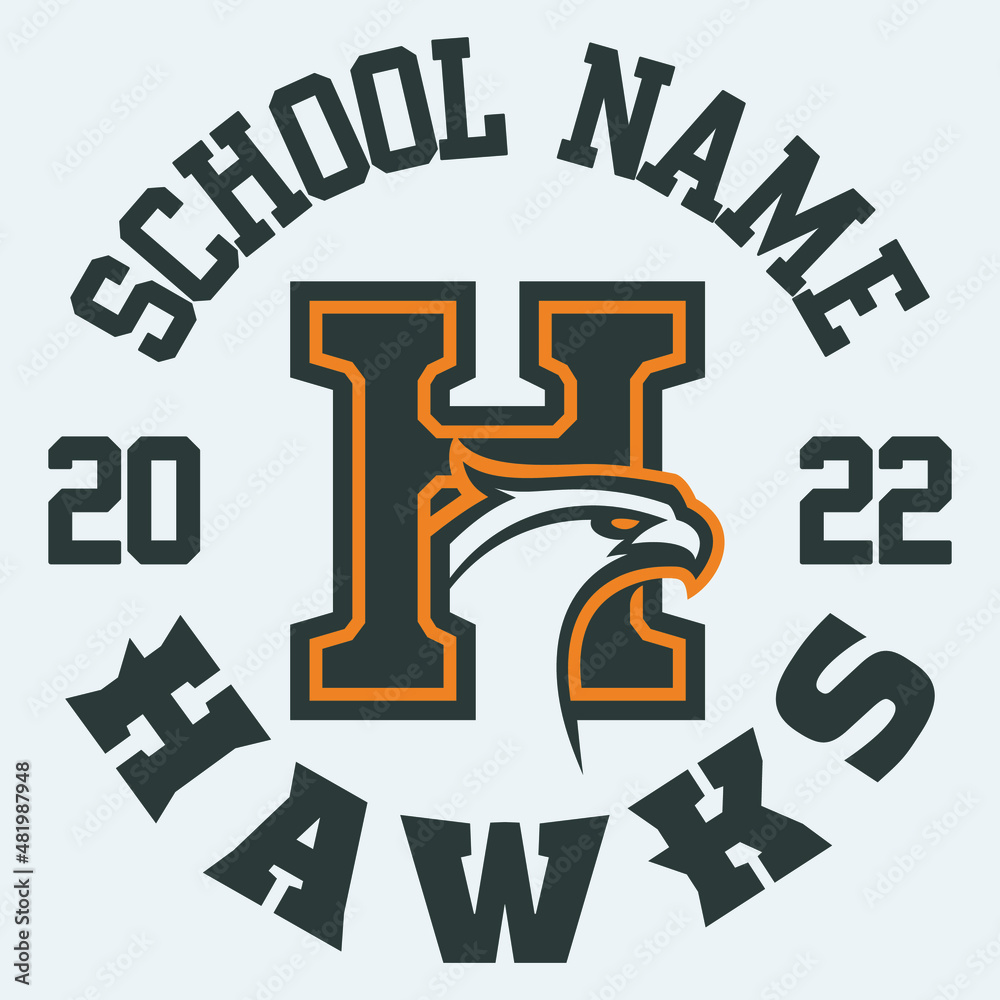 Letter H with hawk mascot logo design vector with modern illustration ...