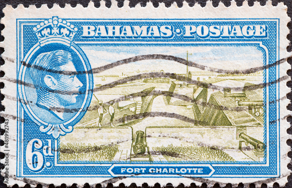 Bahamas - circa 1938: a postage stamp from Bahamas, showing Fort ...