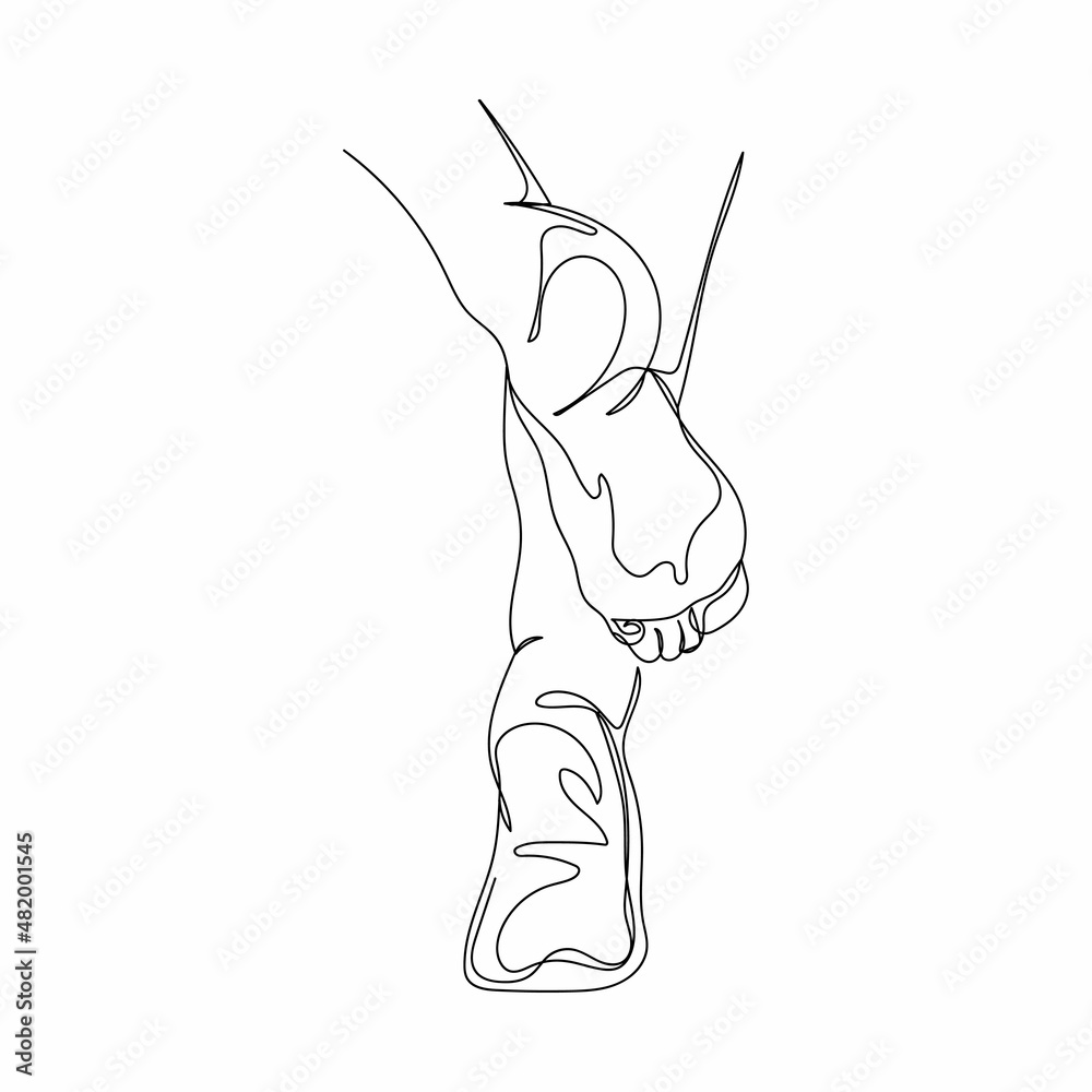 Continuous one simple single abstract line drawing of feet spa concept ...