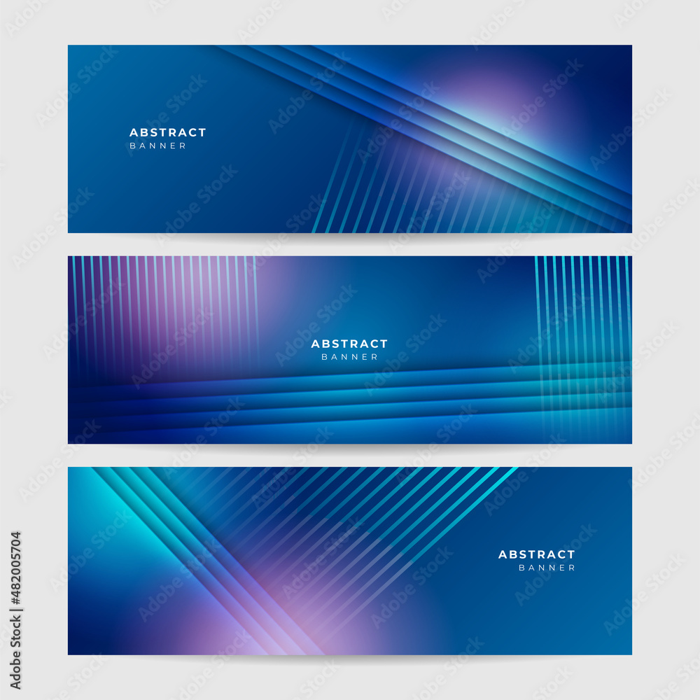 Networking abstract neon style blue wide banner design background Stock ...
