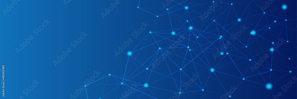 Networking neon style blue wide banner design background. Abstract ...