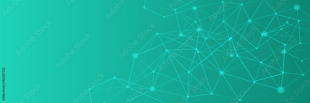 Networking neon style green wide banner design background. Abstract ...
