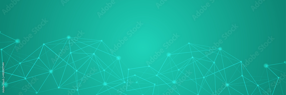 Networking neon style green wide banner design background. Abstract ...