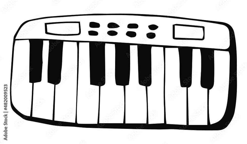 Hand drawn doodle Electric Piano icon. Vector illustration musical ...
