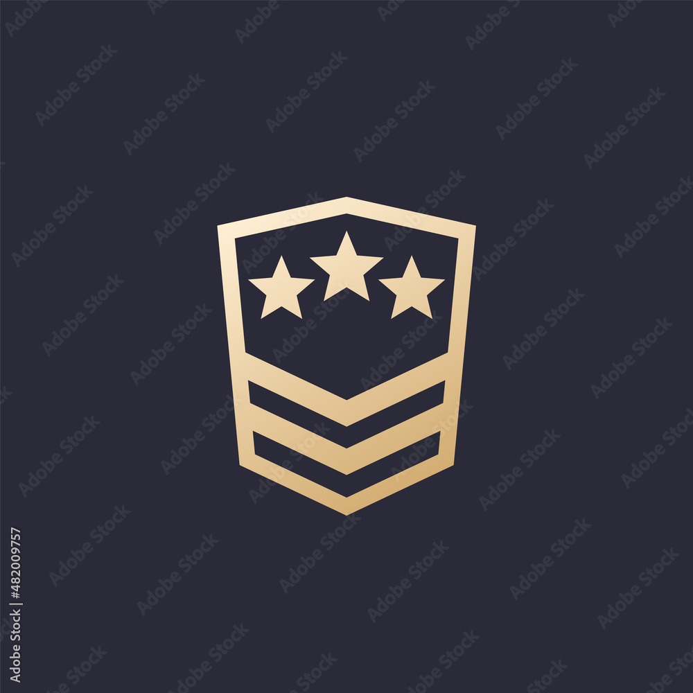 Military rank, army icon with stars, vector Stock Vector | Adobe Stock