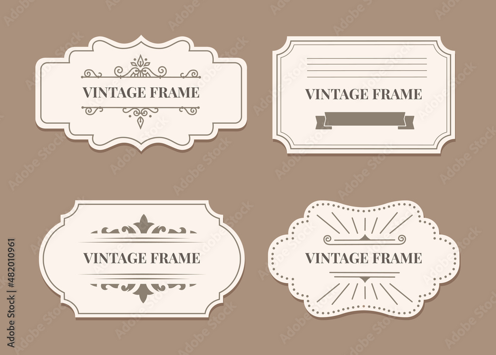Vintage decorative labels, retro stickers emblem set. Vector decoration ...