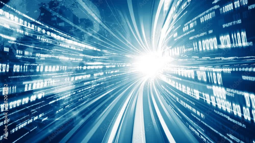 Loopable video of digital data flow on road in concept of program ...