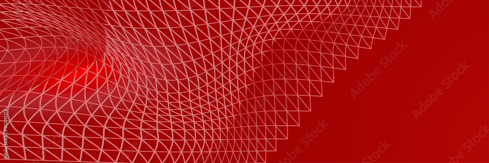 Technology global red wide banner design background. Abstract 3d banner ...