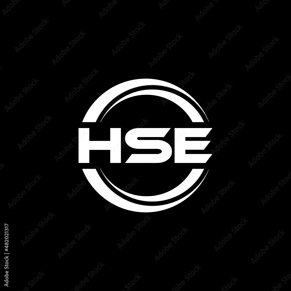 HSE letter logo design with black background in illustrator, vector ...