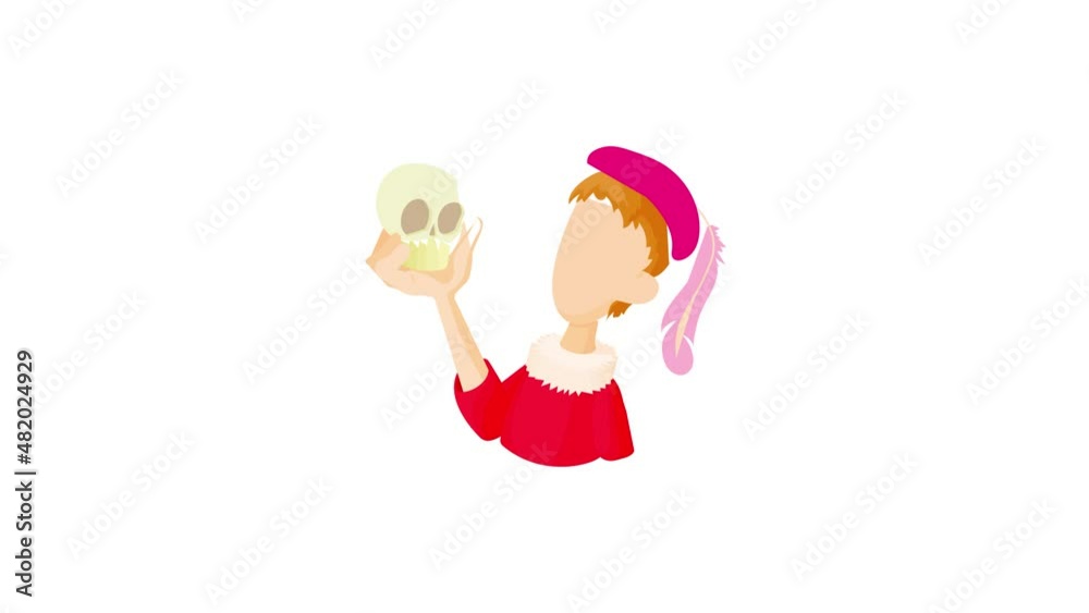 Hamlet actor icon animation best cartoon object on white background ...