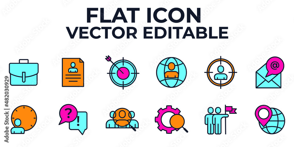 Headhunting And Recruiting elements set icon symbol template for ...