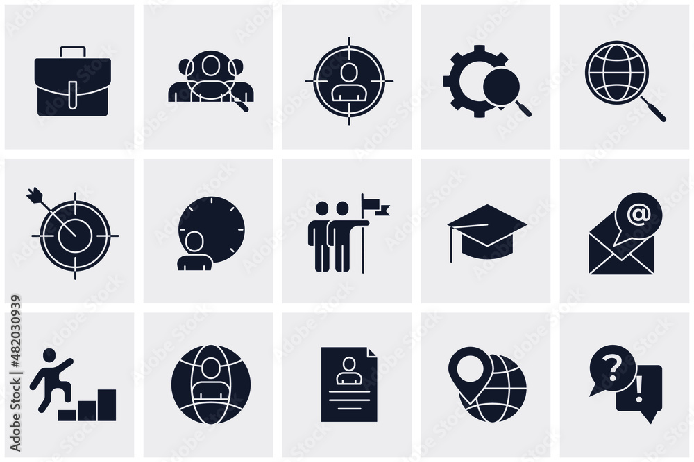 Headhunting And Recruiting elements set icon symbol template for ...