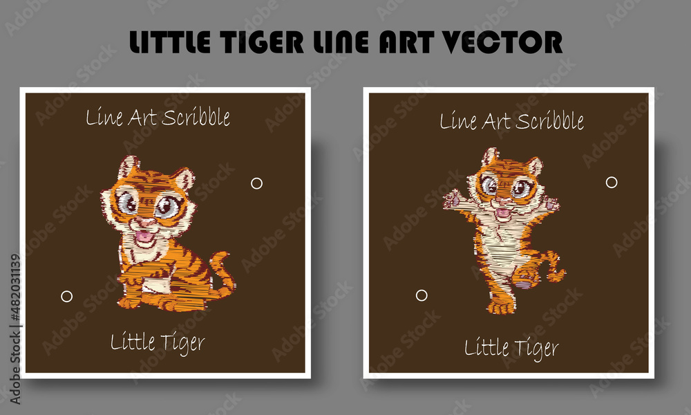 TIGER LINE ART VECTOR Stock Vector | Adobe Stock
