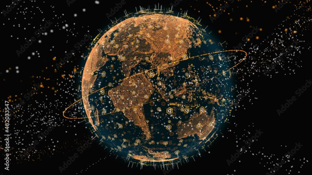 Rotation planet. Earth globe. World map design. Global sphere planet ...