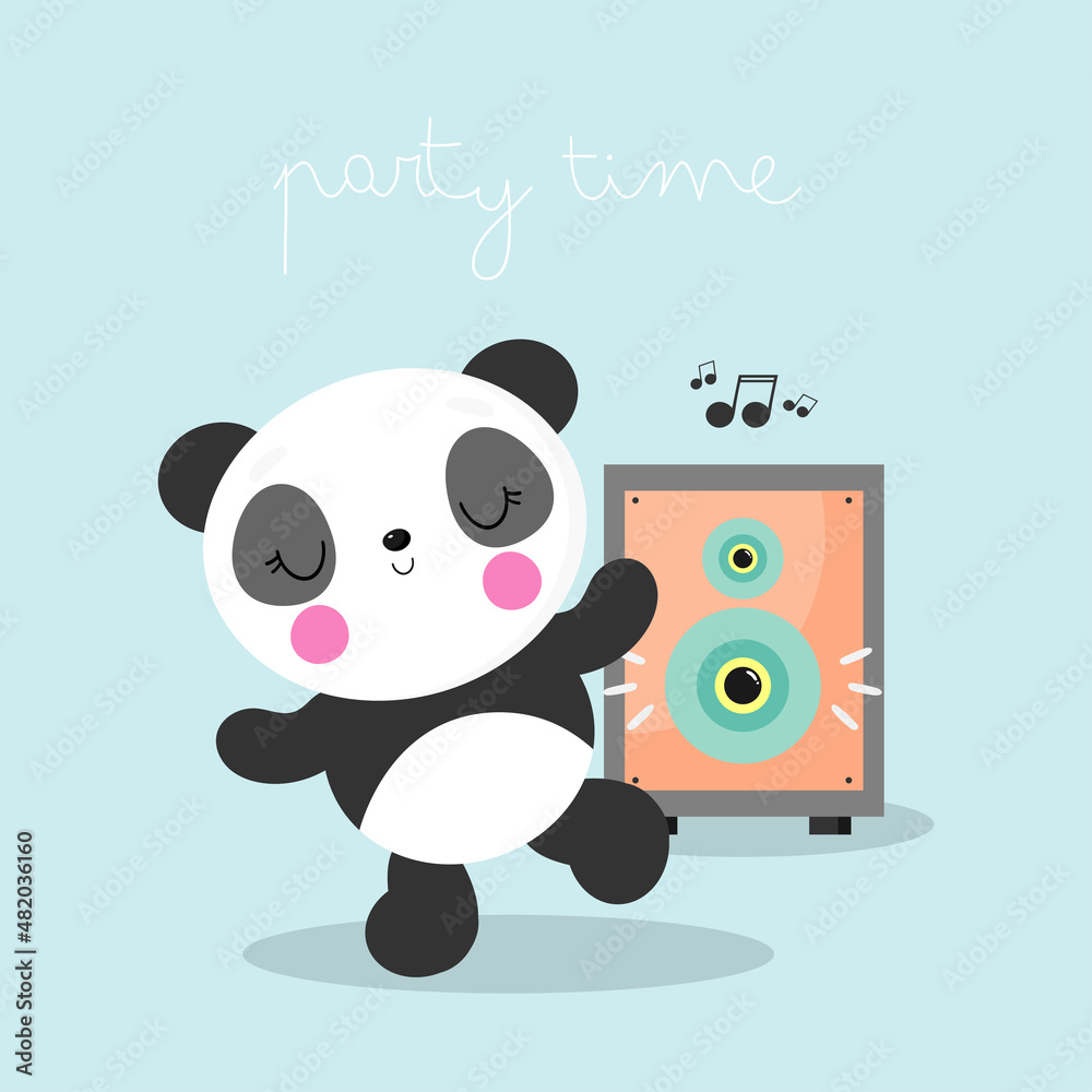 Cute dancing Panda in cartoon style. Vector illustration. For kids ...