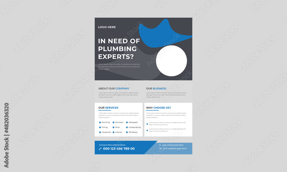 Vetor de Need A Plumbing Services, Plumber Service Flyer Template ...