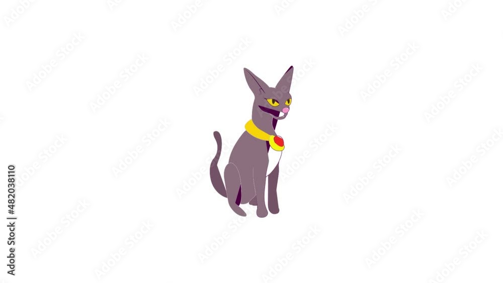 Egyptian cat icon animation best cartoon object on white background ...