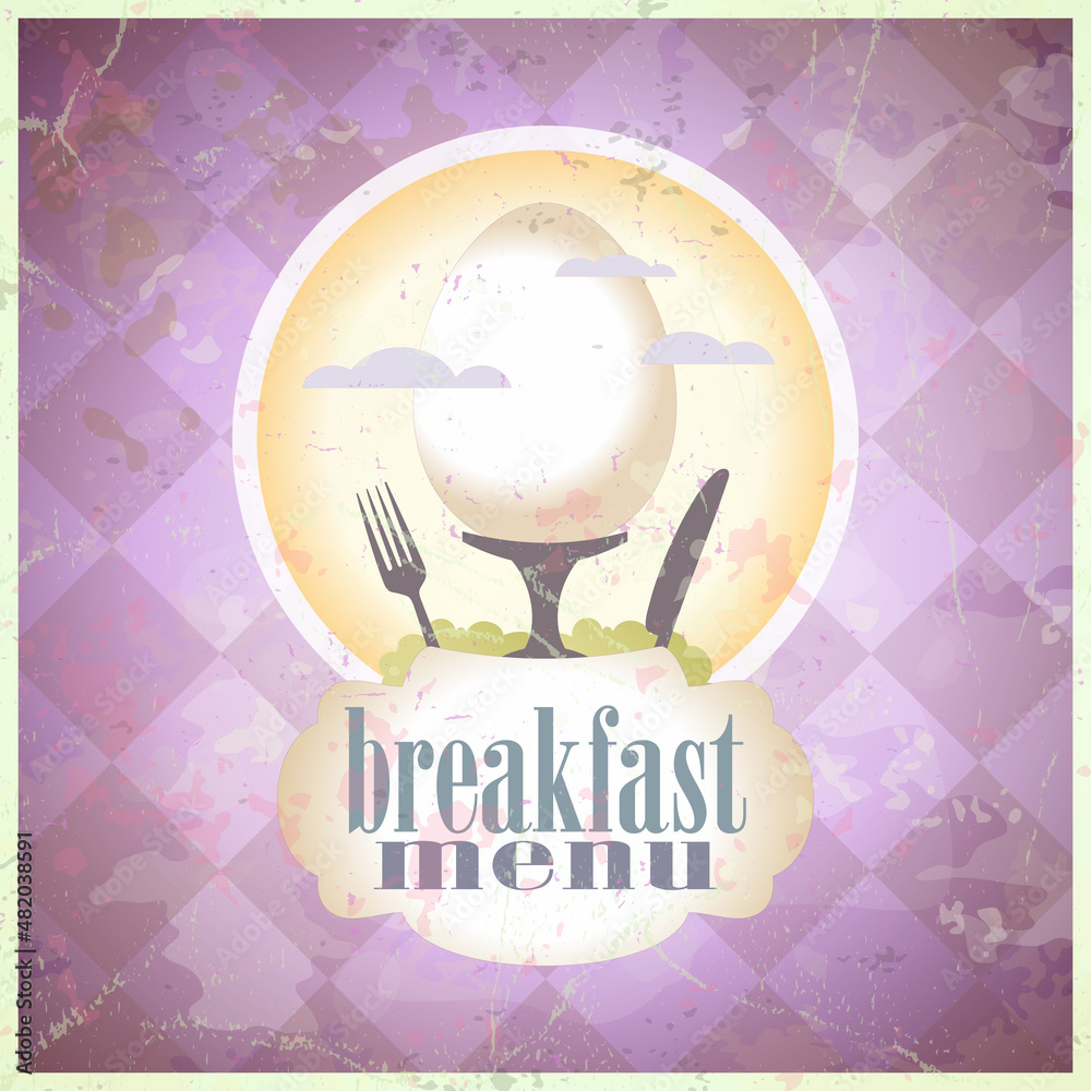 Retro style breakfast menu card design template Stock Illustration ...