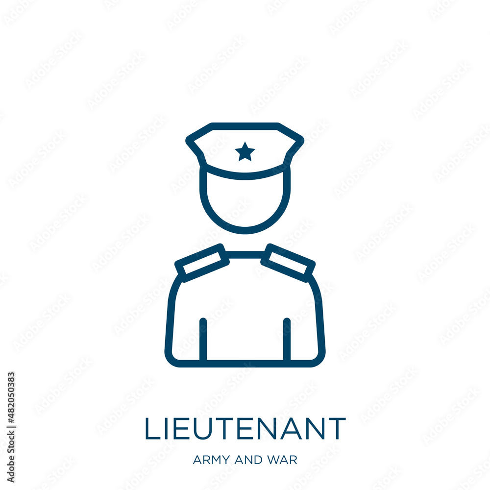lieutenant icon from army and war collection. Thin linear lieutenant ...