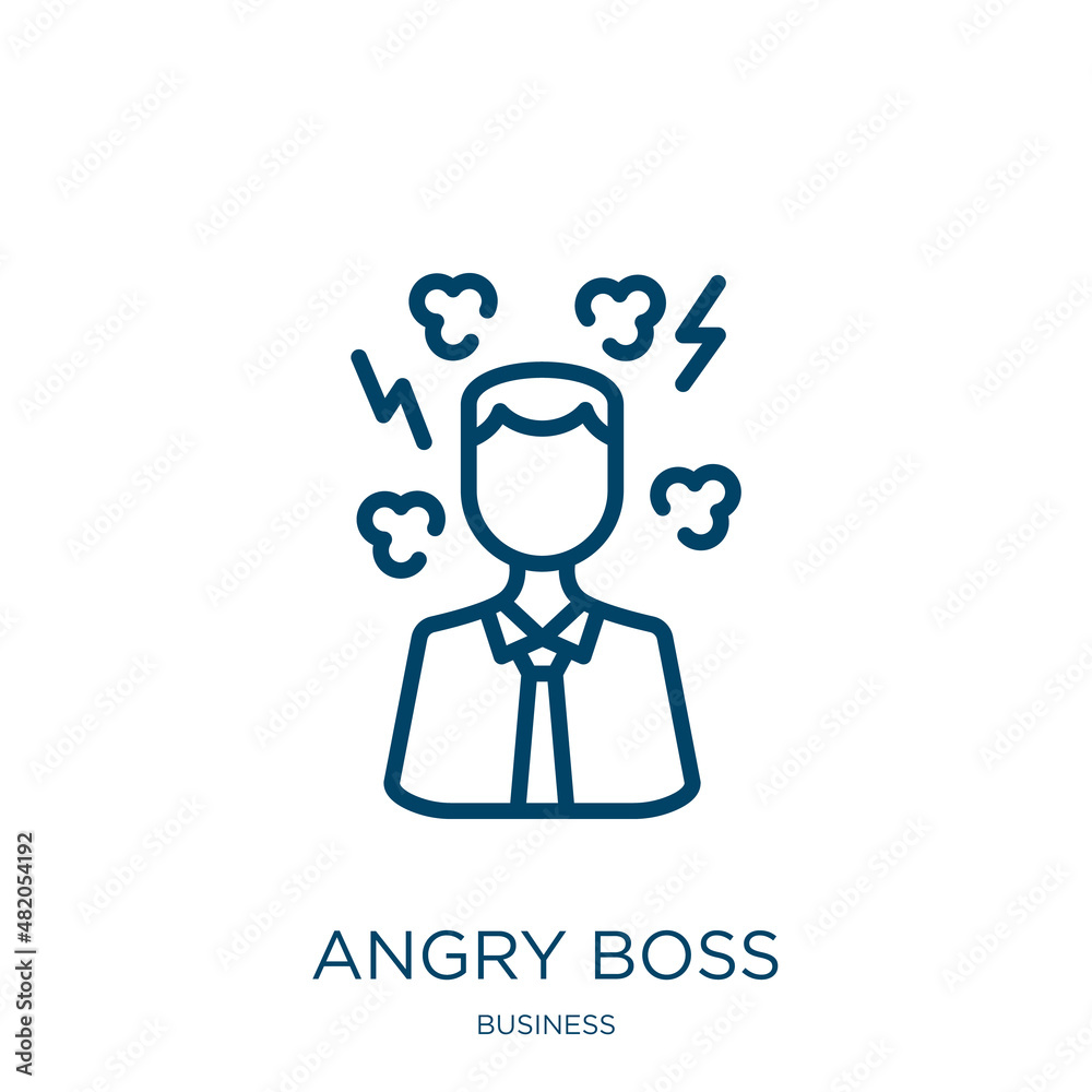 angry boss icon from business collection. Thin linear angry boss, boss ...