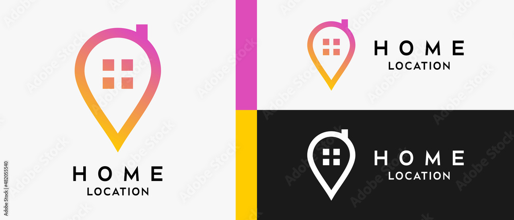 home location logo design template with house icon elements concept in ...