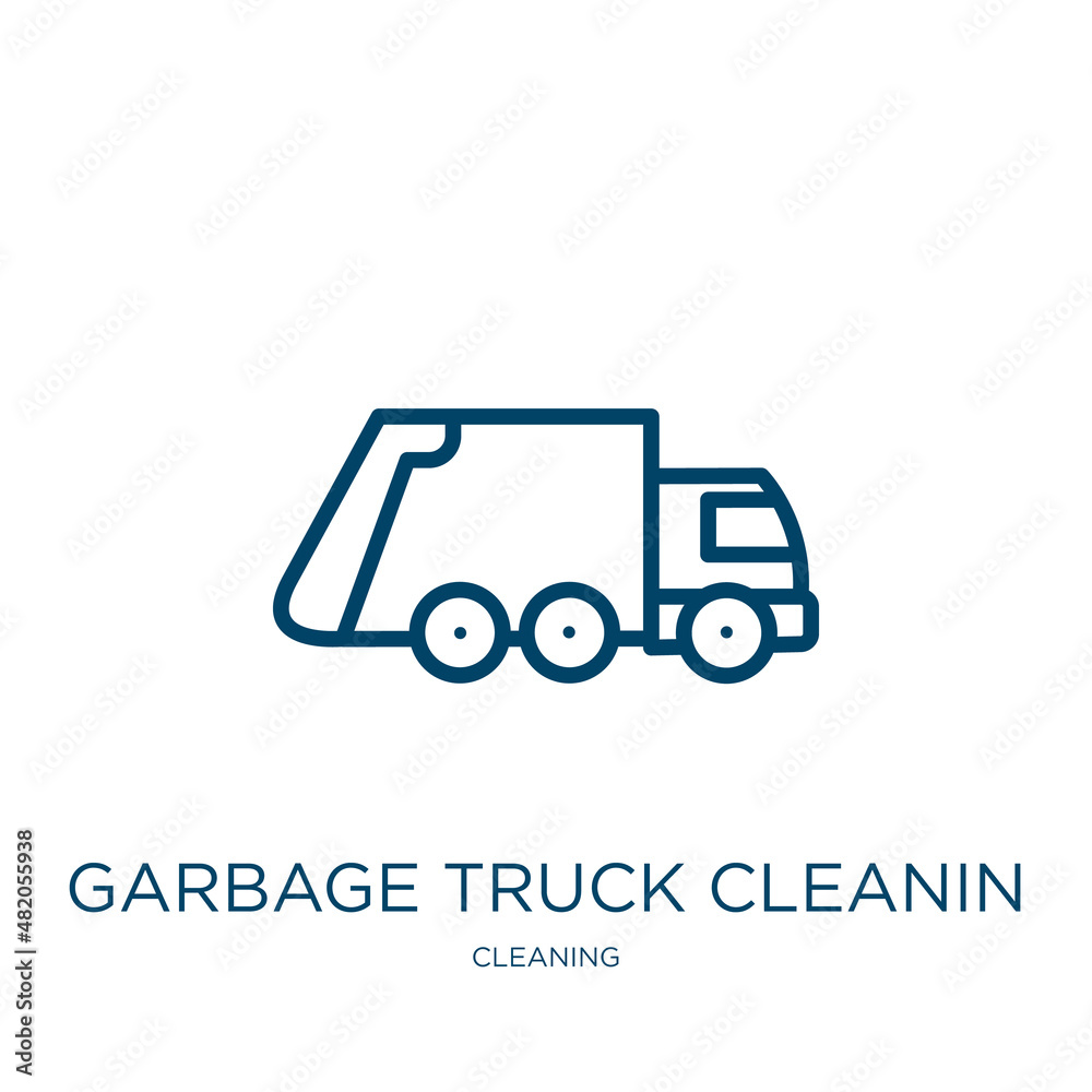 garbage truck cleanin icon from cleaning collection. Thin linear ...