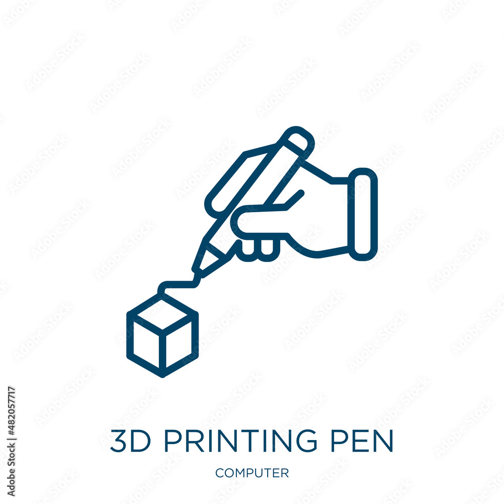 3d printing pen icon from computer collection. Thin linear 3d printing ...
