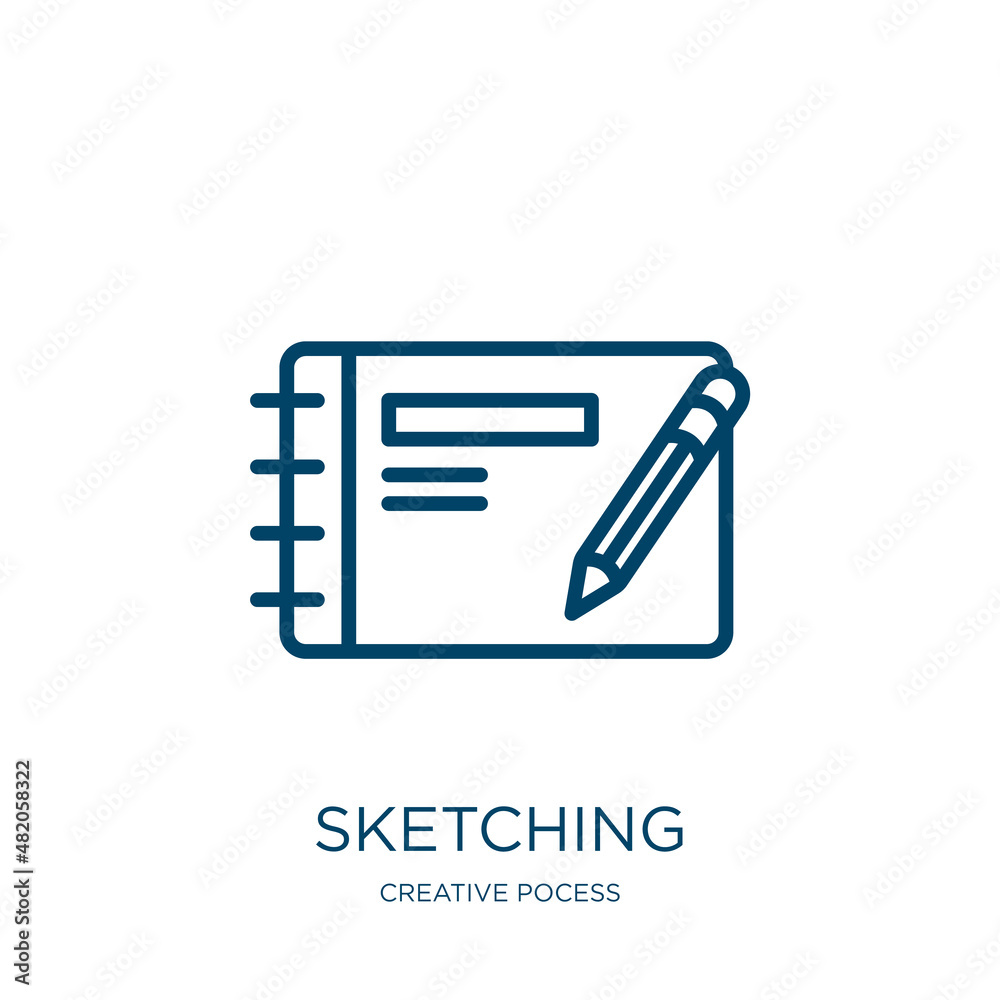 sketching icon from creative pocess collection. Thin linear sketching ...