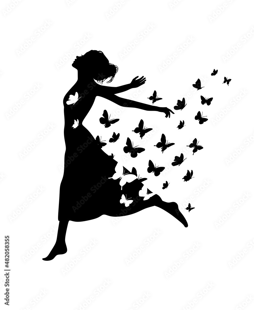 Woman Flying Silhouette