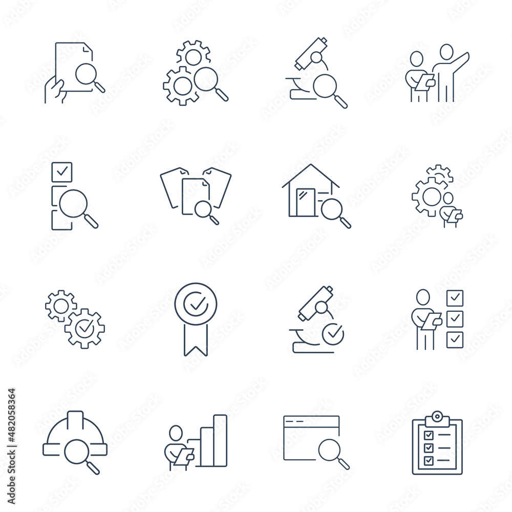Inspection icons set . Inspection pack symbol vector elements for ...