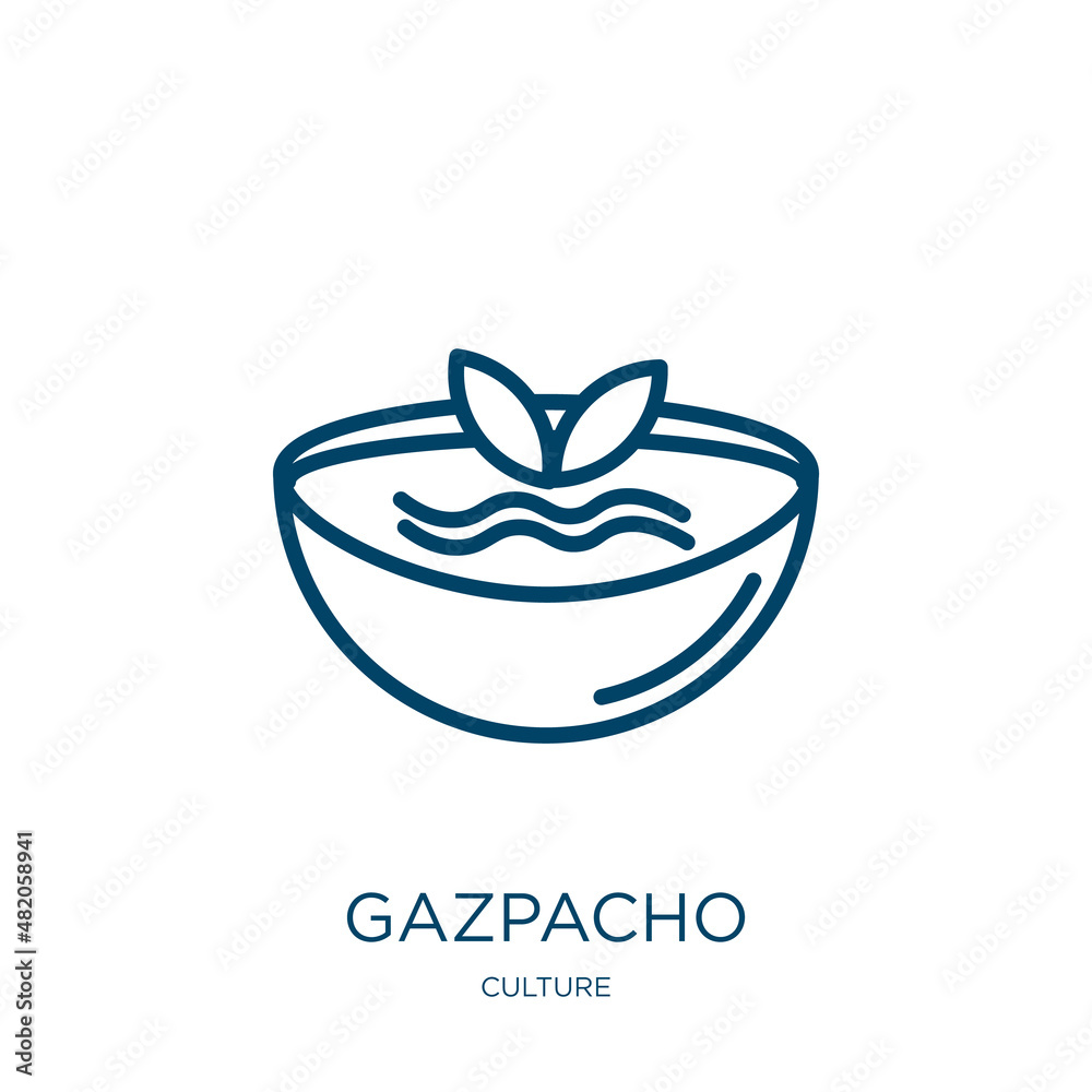 gazpacho icon from culture collection. Thin linear gazpacho, soup, food ...
