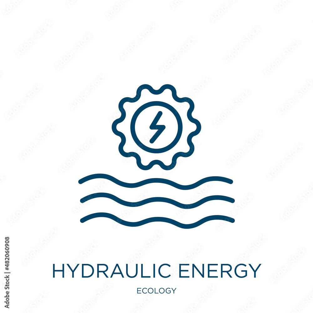 hydraulic energy icon from ecology collection. Thin linear hydraulic ...