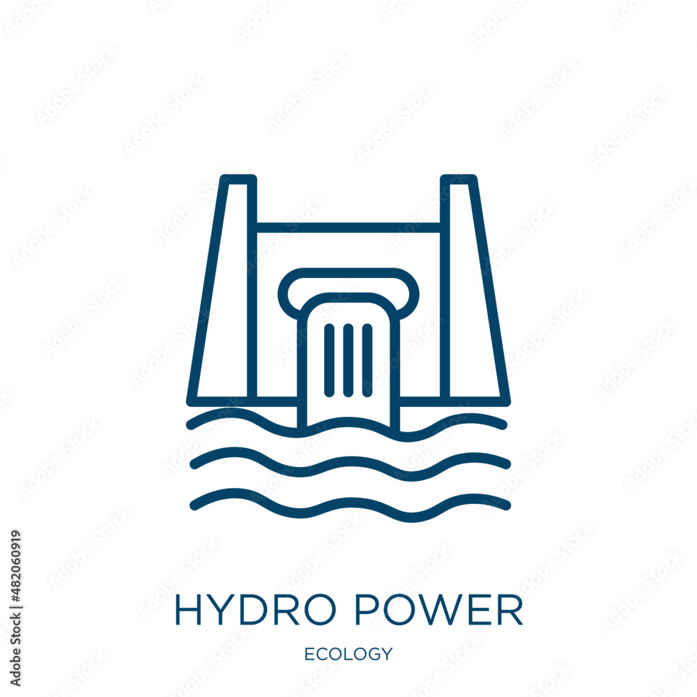 hydro power icon from ecology collection. Thin linear hydro power ...