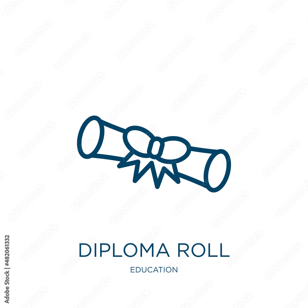 diploma roll icon from education collection. Thin linear diploma roll ...