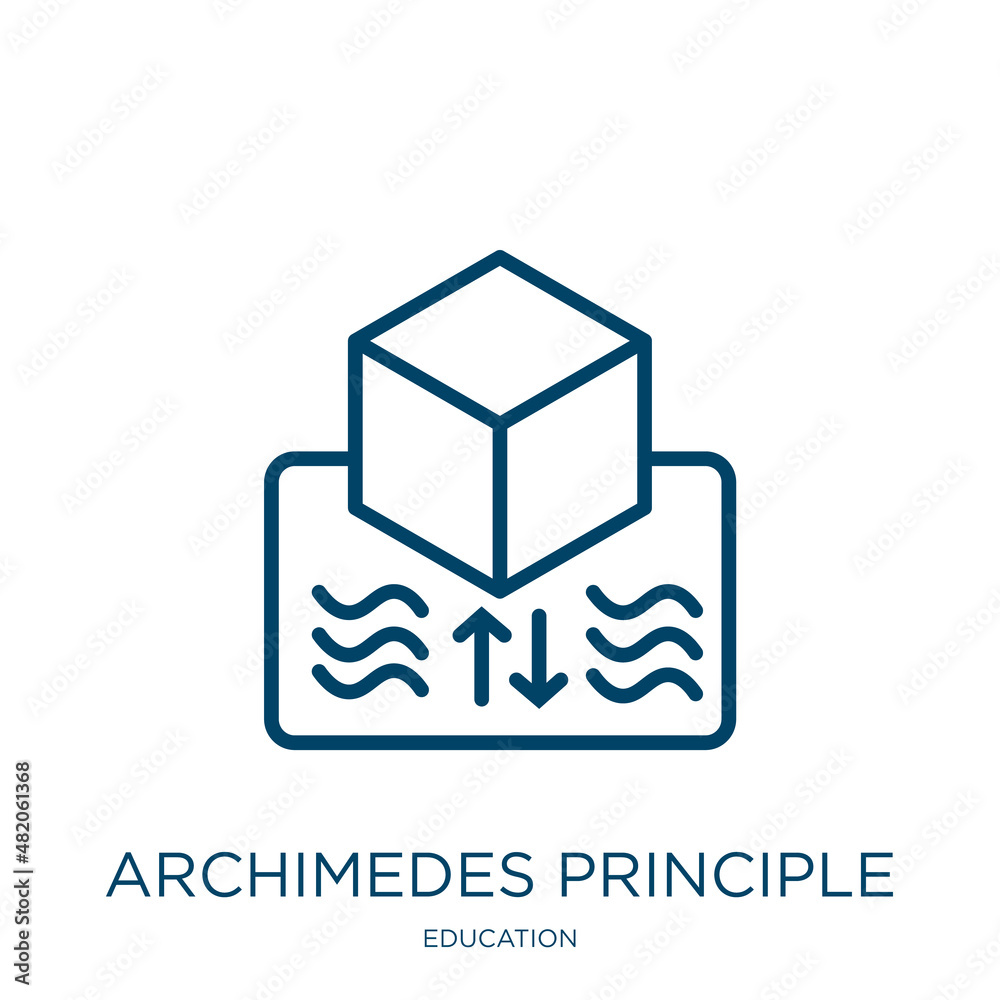 archimedes principle icon from education collection. Thin linear ...