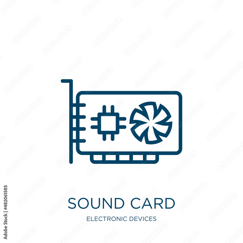 sound card icon from electronic devices collection. Thin linear sound ...