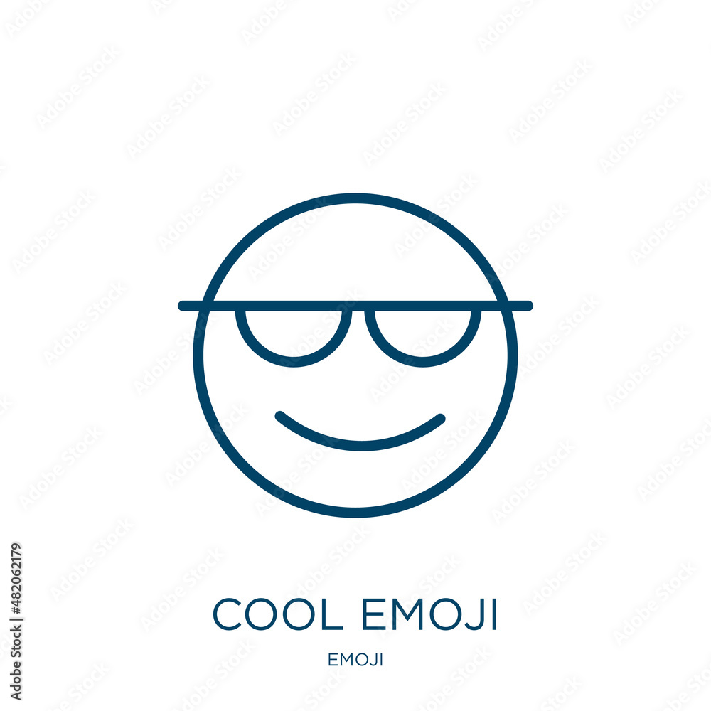 cool emoji icon from emoji collection. Thin linear cool emoji, cute, cartoon outline icon ...