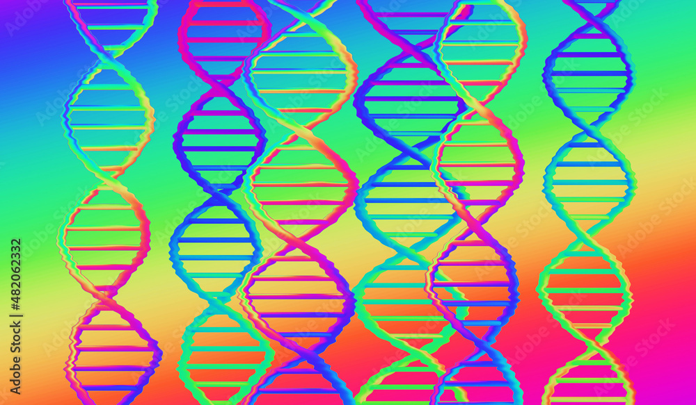 Rainbow DNA molecules structure. Science and Technology concept, vivid ...