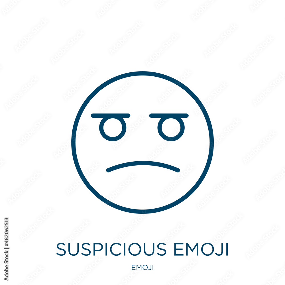 suspicious emoji icon from emoji collection. Thin linear suspicious ...