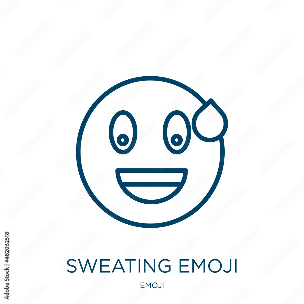 sweating emoji icon from emoji collection. Thin linear sweating emoji ...