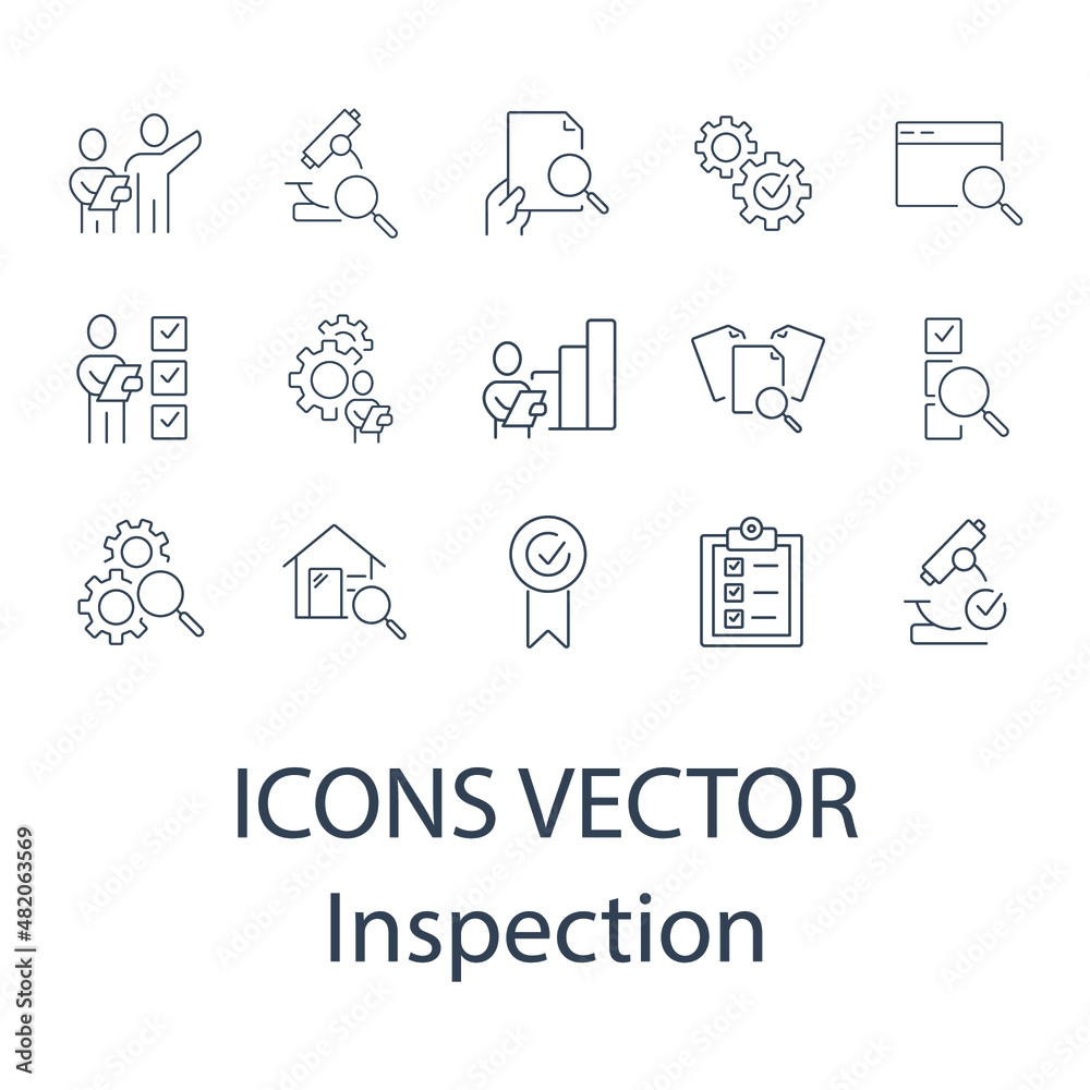 Inspection icons set . Inspection pack symbol vector elements for ...